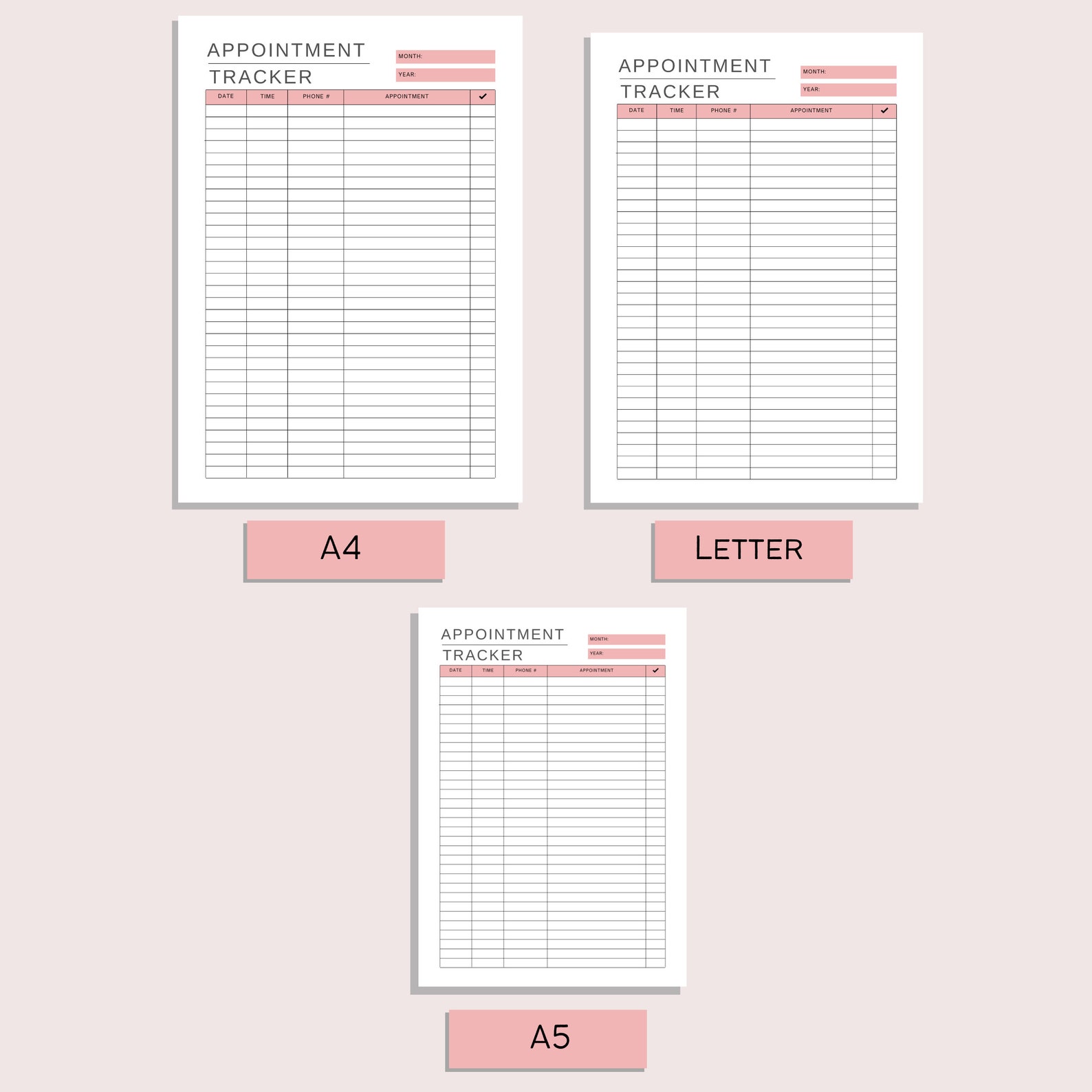 Appointment Tracker, Appointment Organiser, Client Log, Printable ...