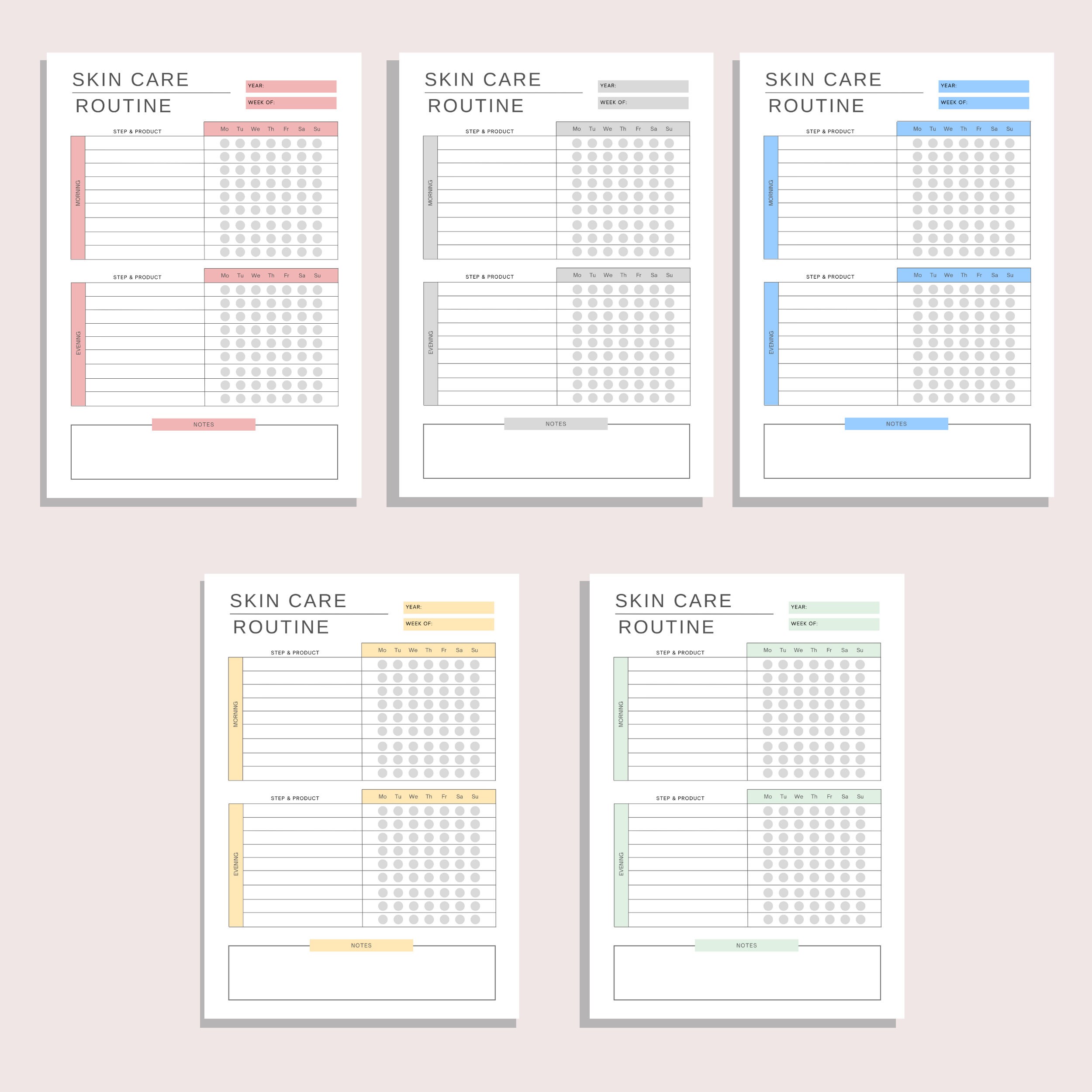 Skincare Routine List | Self Care Planner | 7 Day Routine Tracker ...