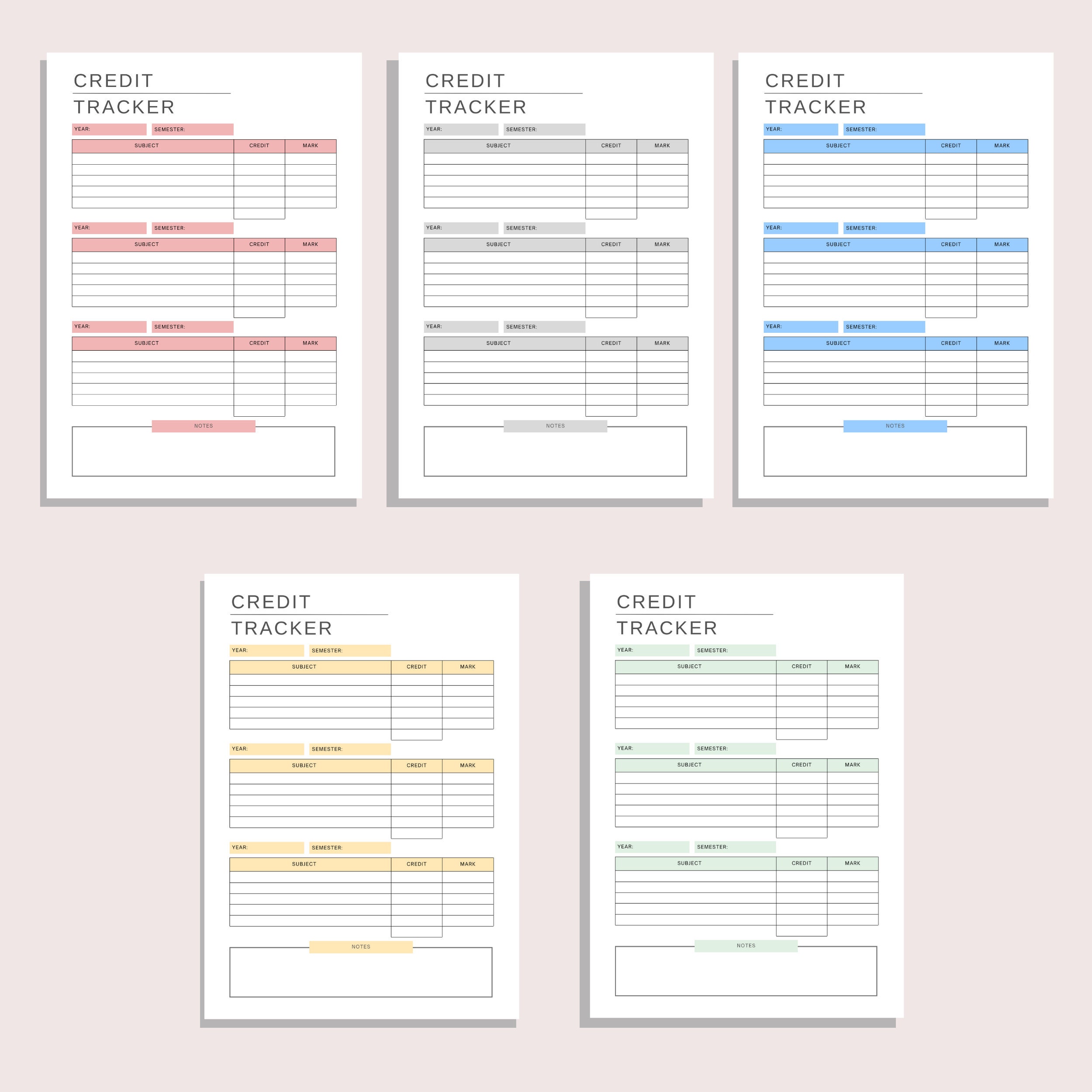 Credit Tracker | Printable Student Credit Log | College Class Track ...