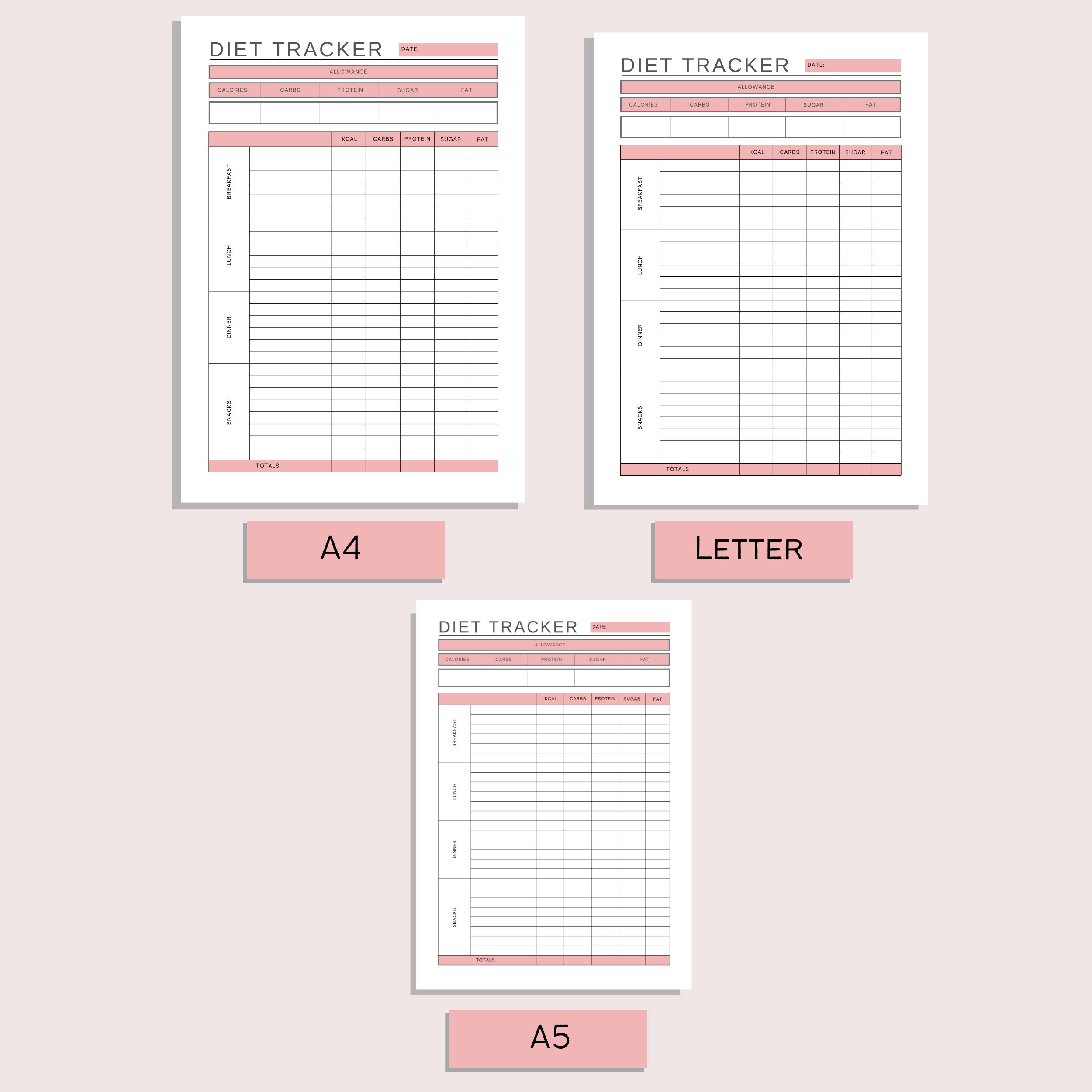 Diet Tracker Printable | Daily Diet Log | Food Journal | Calorie ...
