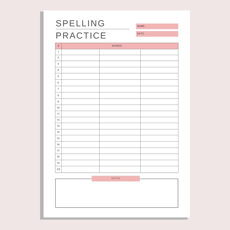Spelling Practice List V2 | Printable Spelling Worksheet | Homeschool ...