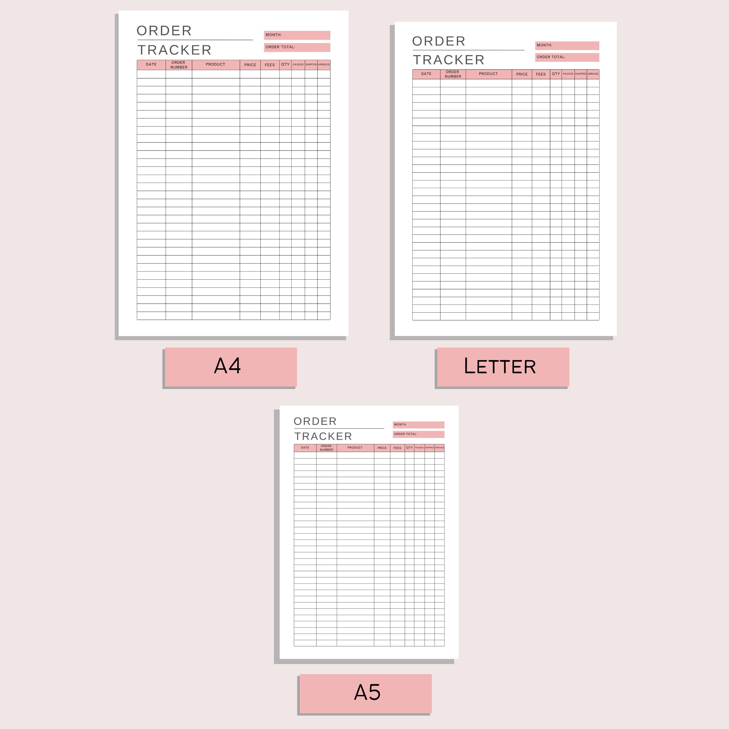 Order Tracker | Printable Shipment Tracker | Small Business Template ...