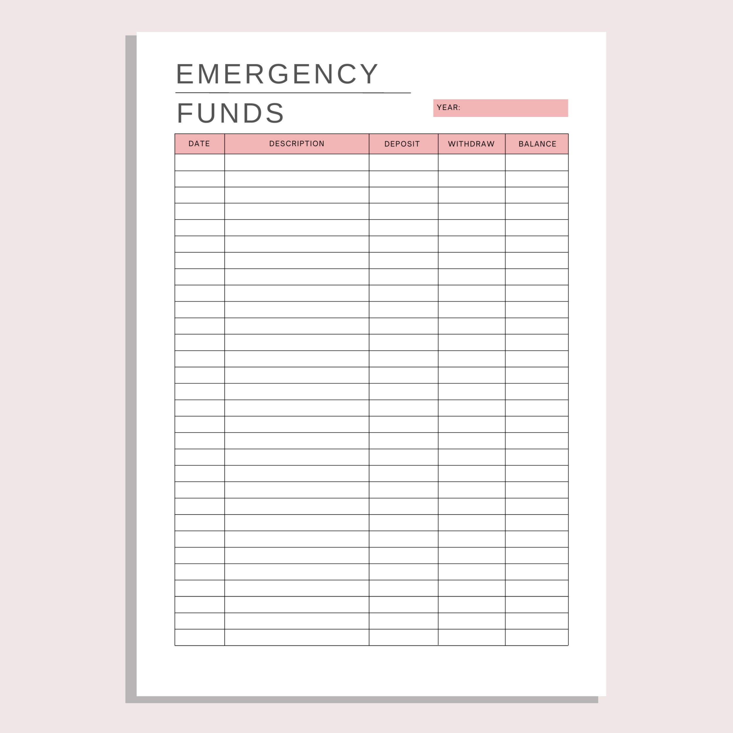 Emergency Funds Tracker | Printable Rainy Day Savings | Financial ...