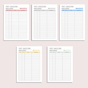 Pet Vaccination Record | Printable Pet Immunizations | Animal Health ...