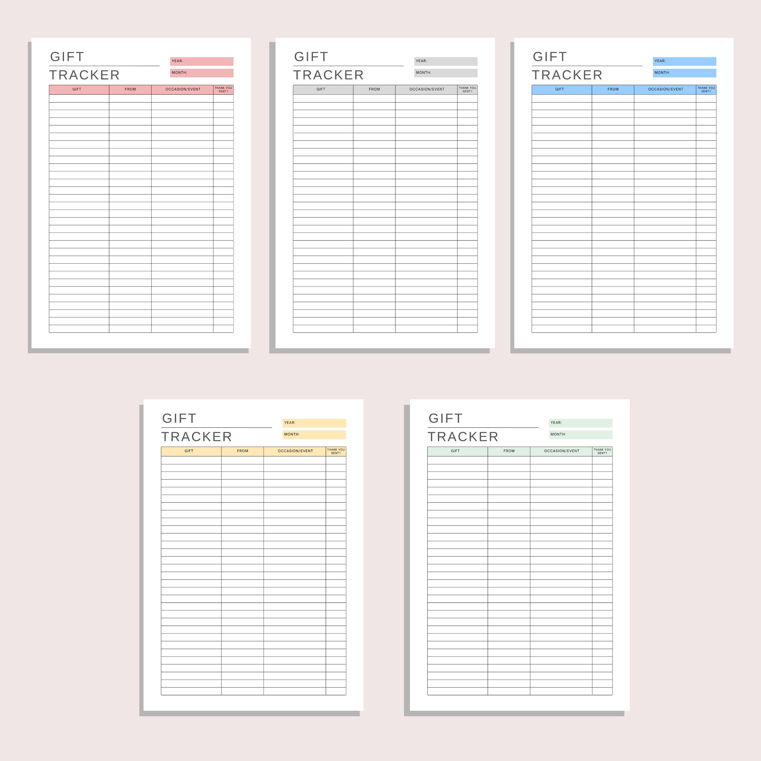 Gift Tracker | Gift Received Printable | Present Log | Thank You Track ...