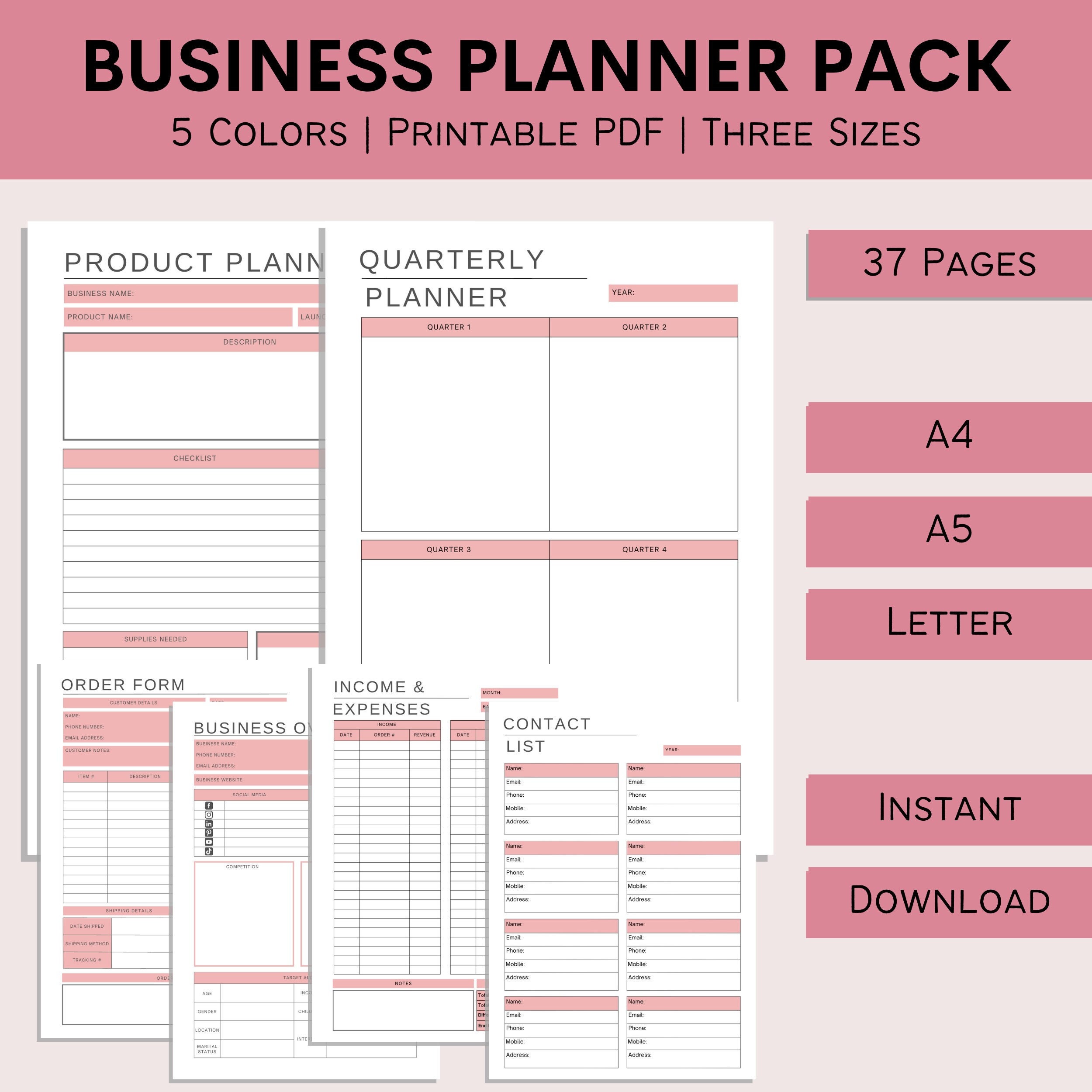 Printable Small Business Planner | Home Business Organizer | Business ...