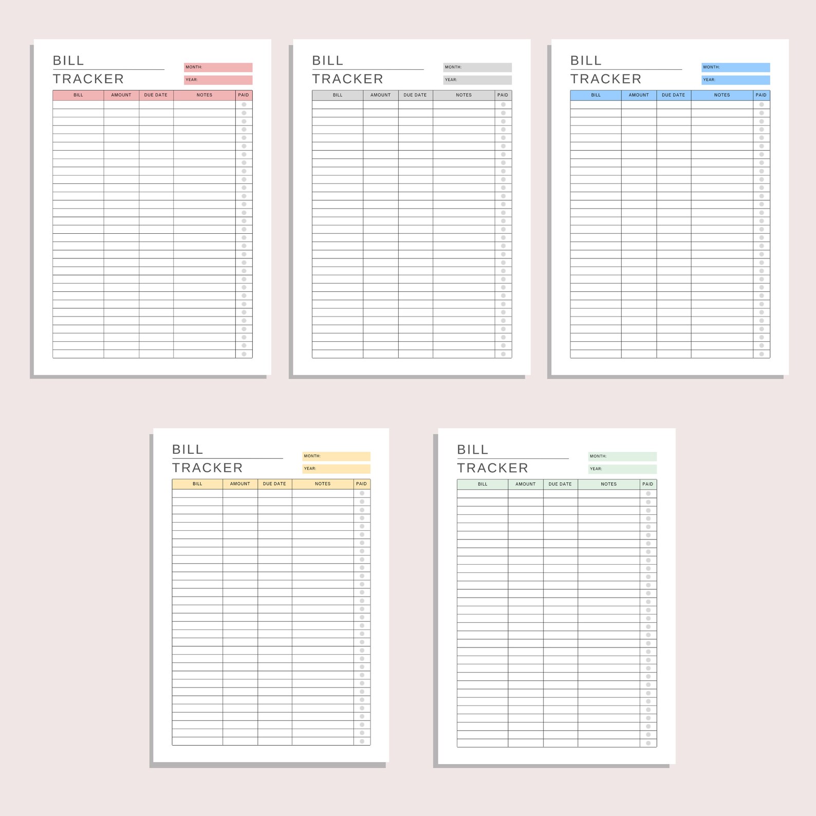 Monthly Bill Tracker | Bill Payment Log | Bill Checklist | Printable ...