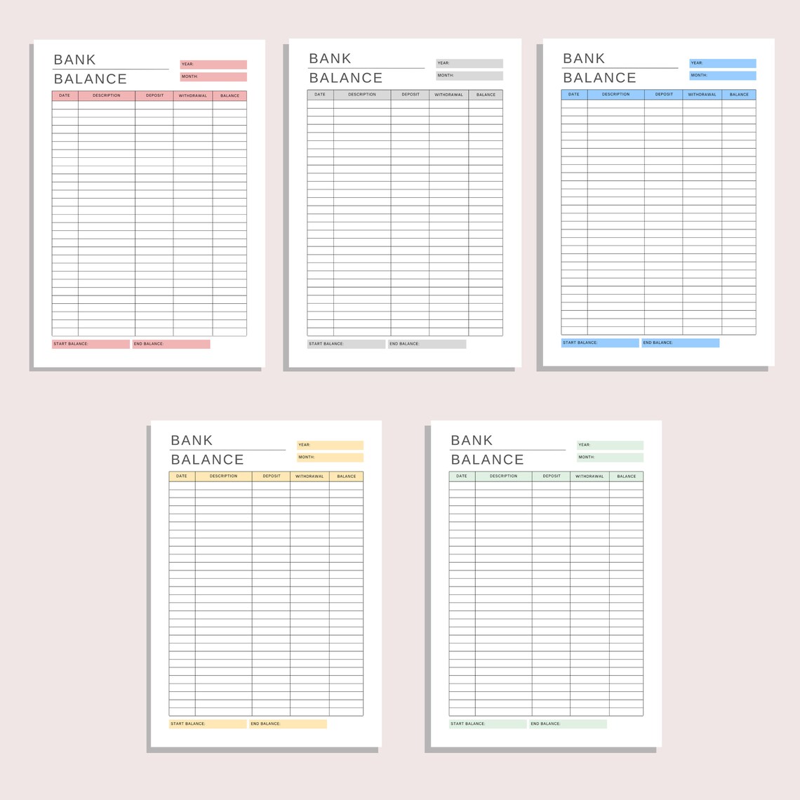 Bank Balance Sheet | Savings Tracker | Finance Log | Financial Planner ...