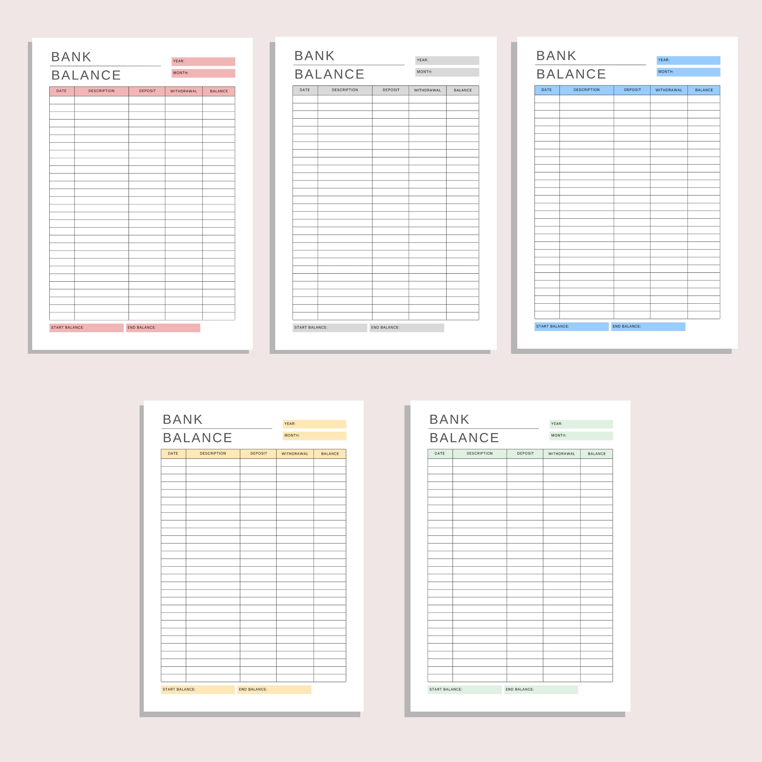 Bank Balance Sheet | Savings Tracker | Finance Log | Financial Planner ...