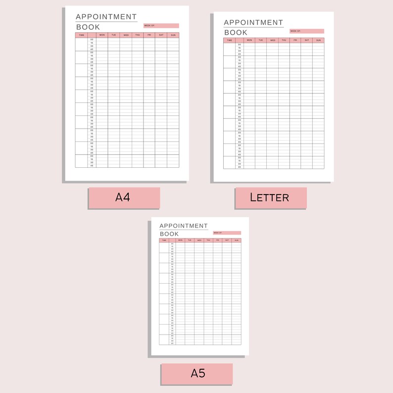 15 Minute Interval Appointment Book | Printable Appointment Tracker ...