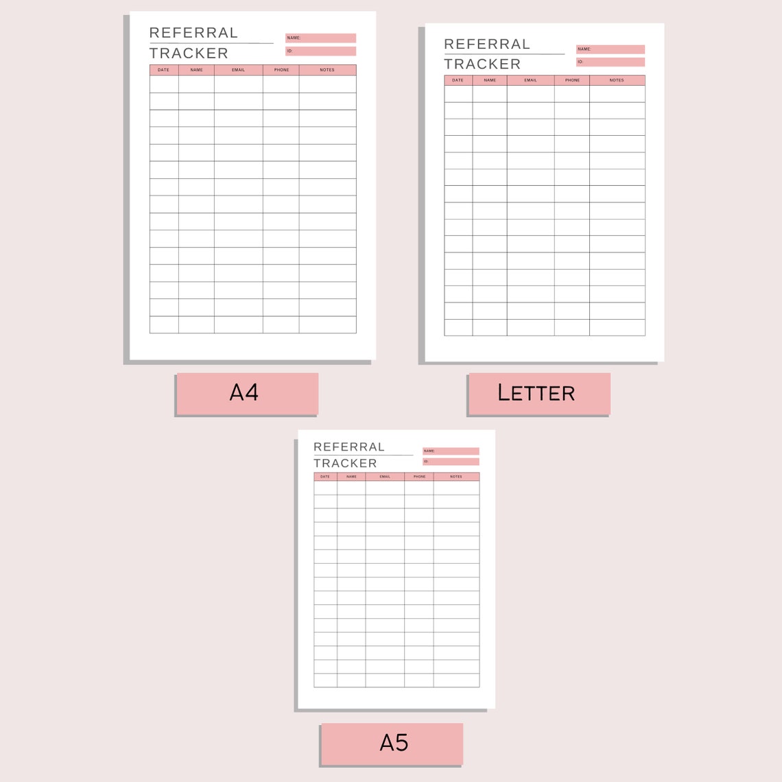 Referral Tracker | Printable Client Referral Sheet | Lead Tracker ...