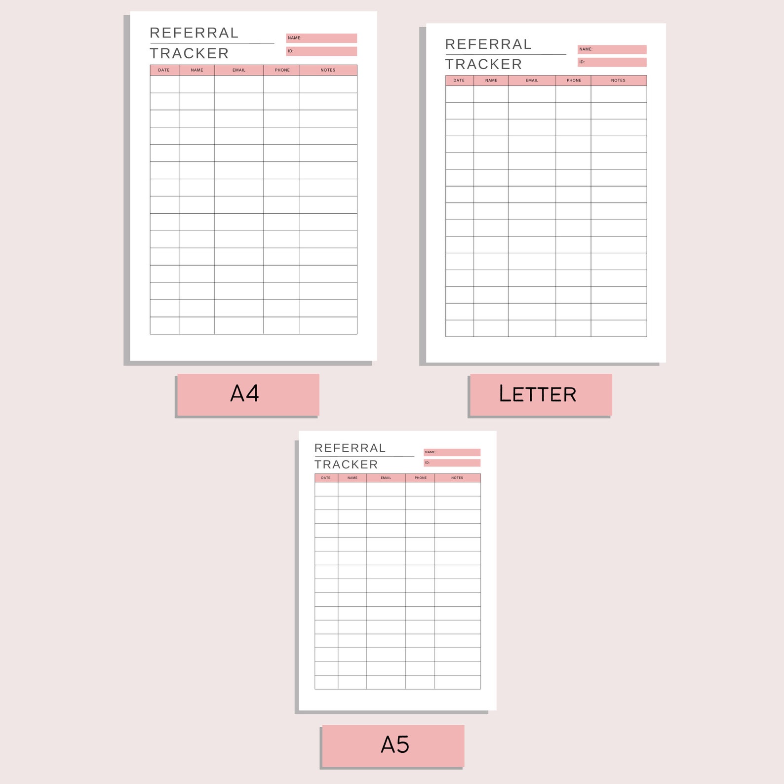 Referral Tracker | Printable Client Referral Sheet | Lead Tracker ...