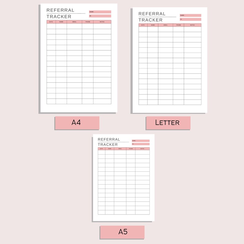 Referral Tracker | Printable Client Referral Sheet | Lead Tracker ...