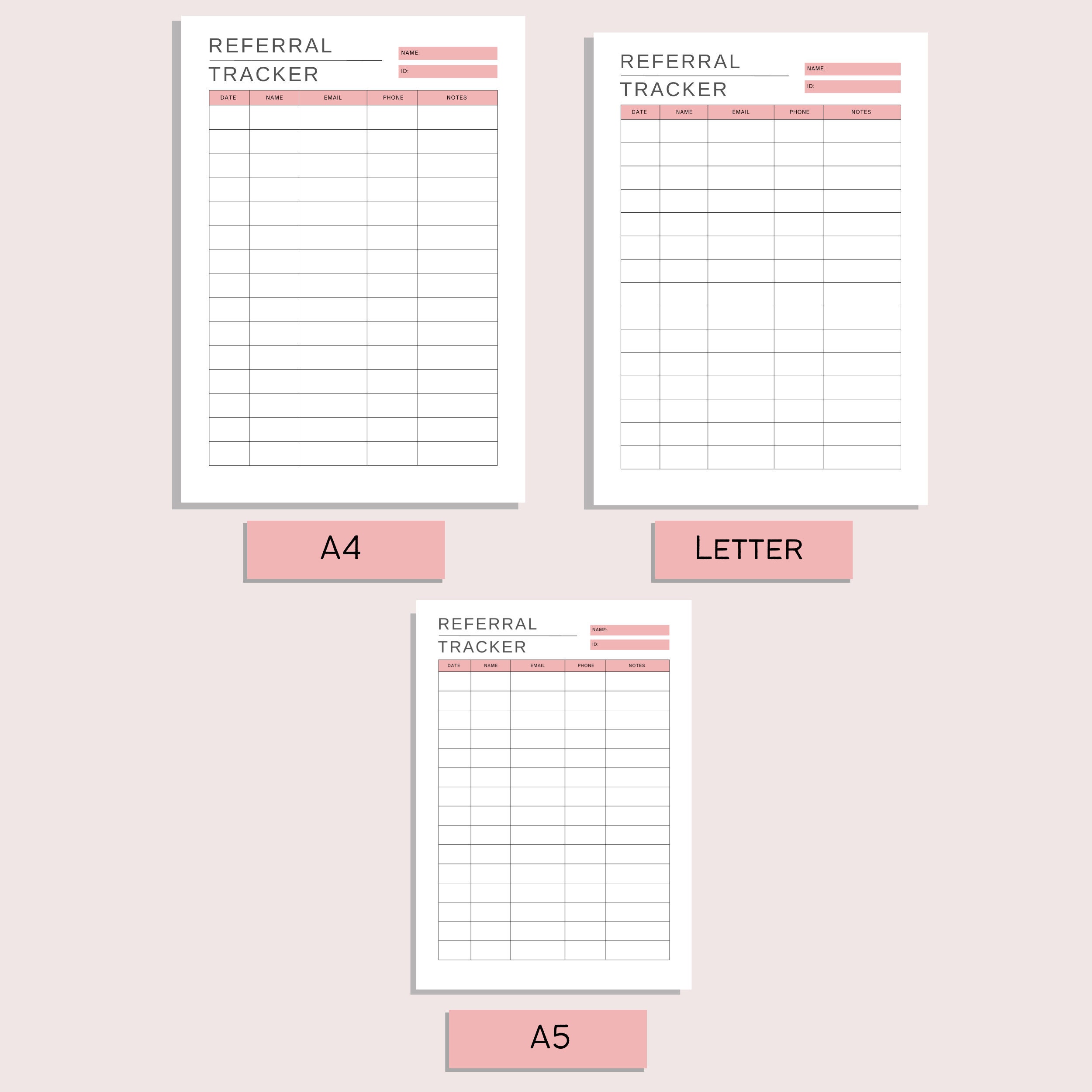 Referral Tracker | Printable Client Referral Sheet | Lead Tracker ...