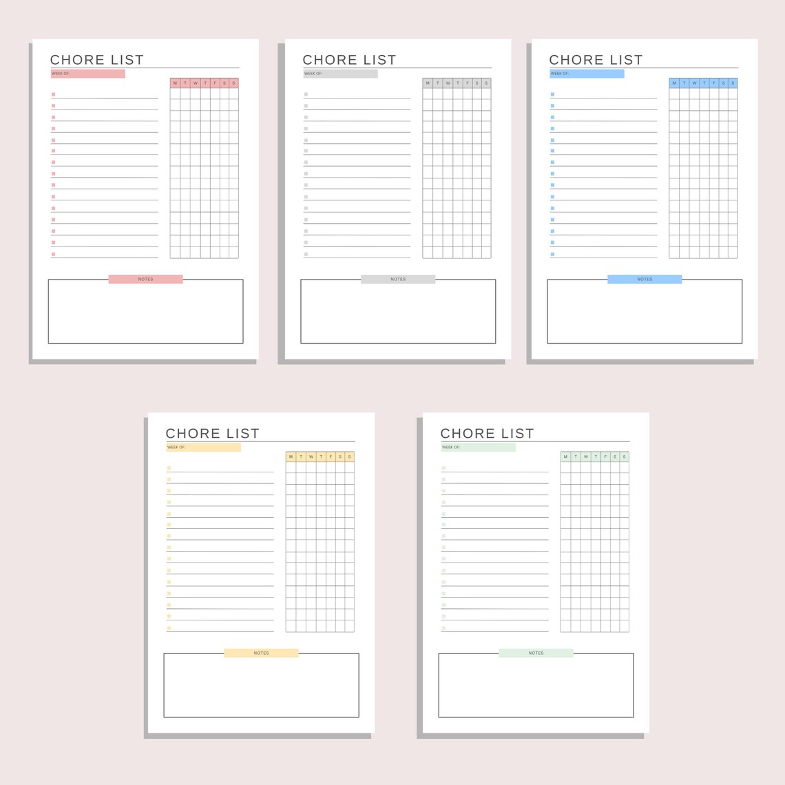 Chore List Printable Chore Chart Daily Task List Household to Do Task ...