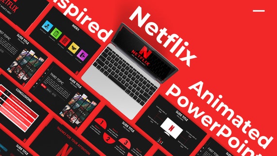 Netflix-themed presentation template clean style animations | Etsy