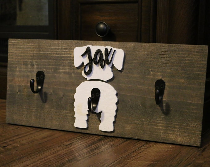 12" Round Dog Leash Holder Sign With Name, House Decor, Gift, Dog ...