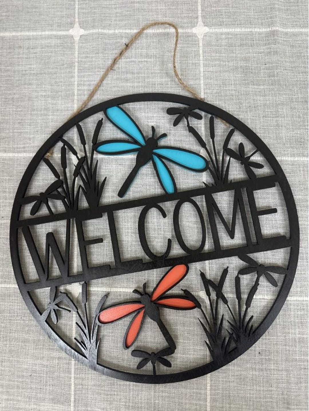 Dragonfly Door Hanger, Front Door Hanger, Dragonfly Welcome, Spring ...