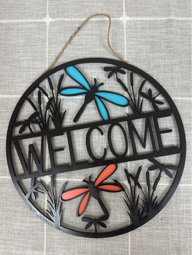 Personalized Dragonfly Welcome Door Hanger: Birch Wood Spring Decor - Etsy
