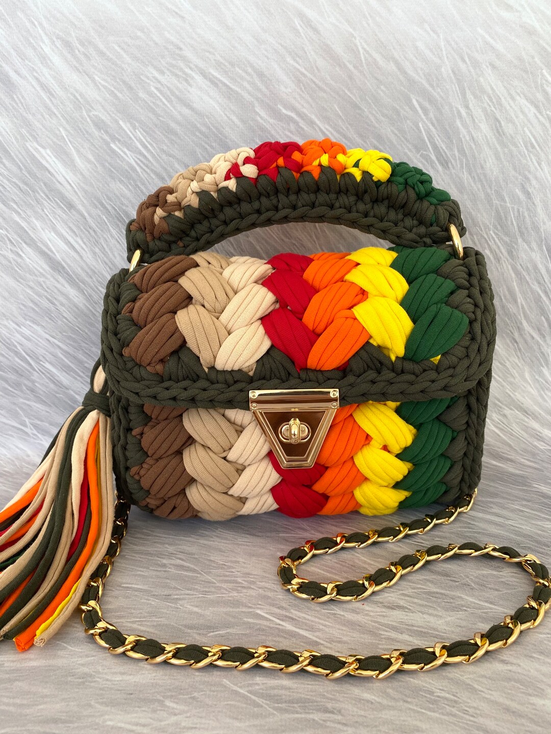 Hand Woven Bag/handmade Bag/crochet Bag/knitted Bag/hand Knitted Bag ...