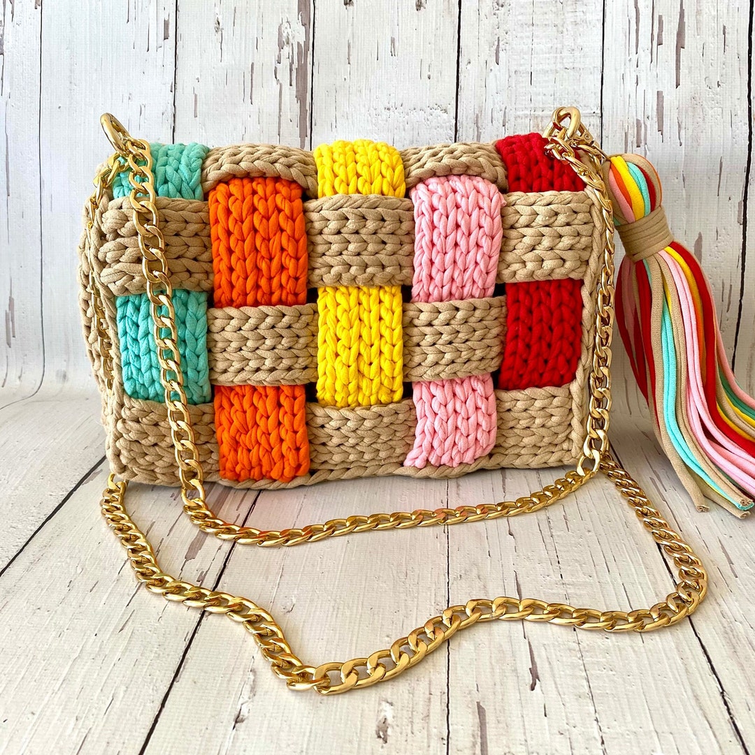 Multi Color Bag/hand Woven Bag/handmade Bag/crochet Bag/knitted Bag ...