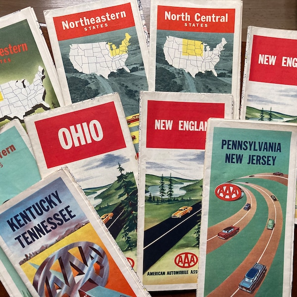 Vintage Road Maps - Etsy