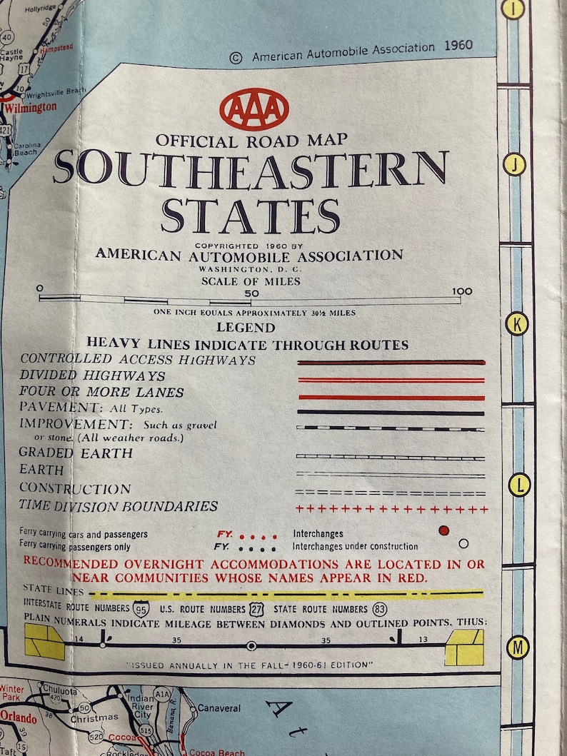 AAA Road Maps 1960s Southeastern States Washington DC - Etsy
