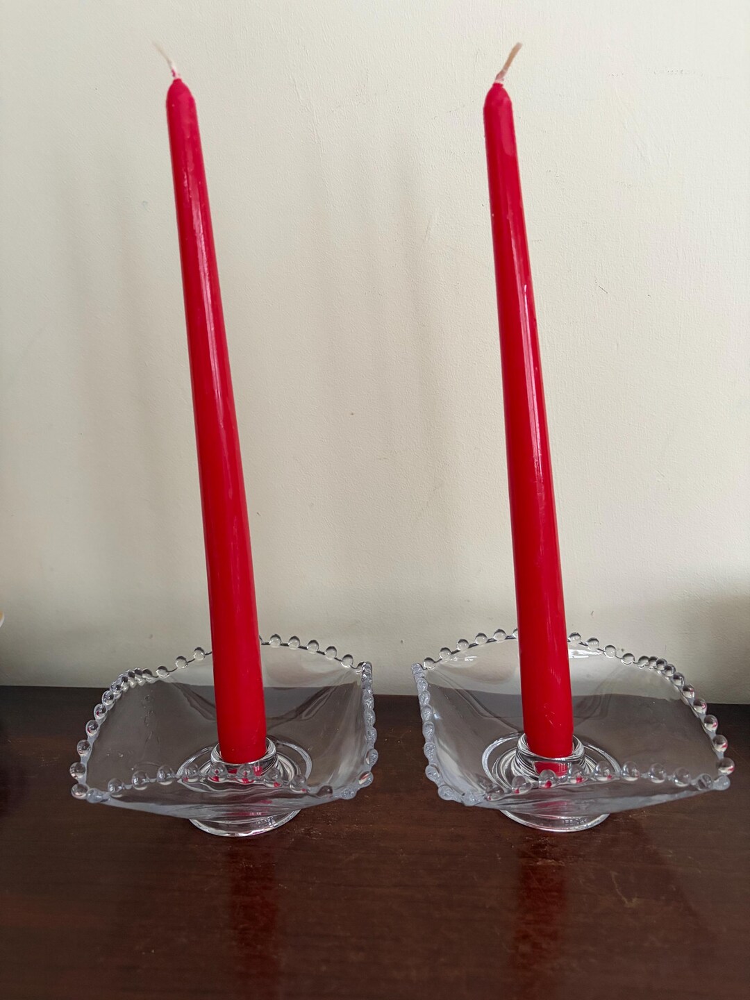 Imperial Glass Candlewick Pattern, Clear Glass Candle Holders for ...