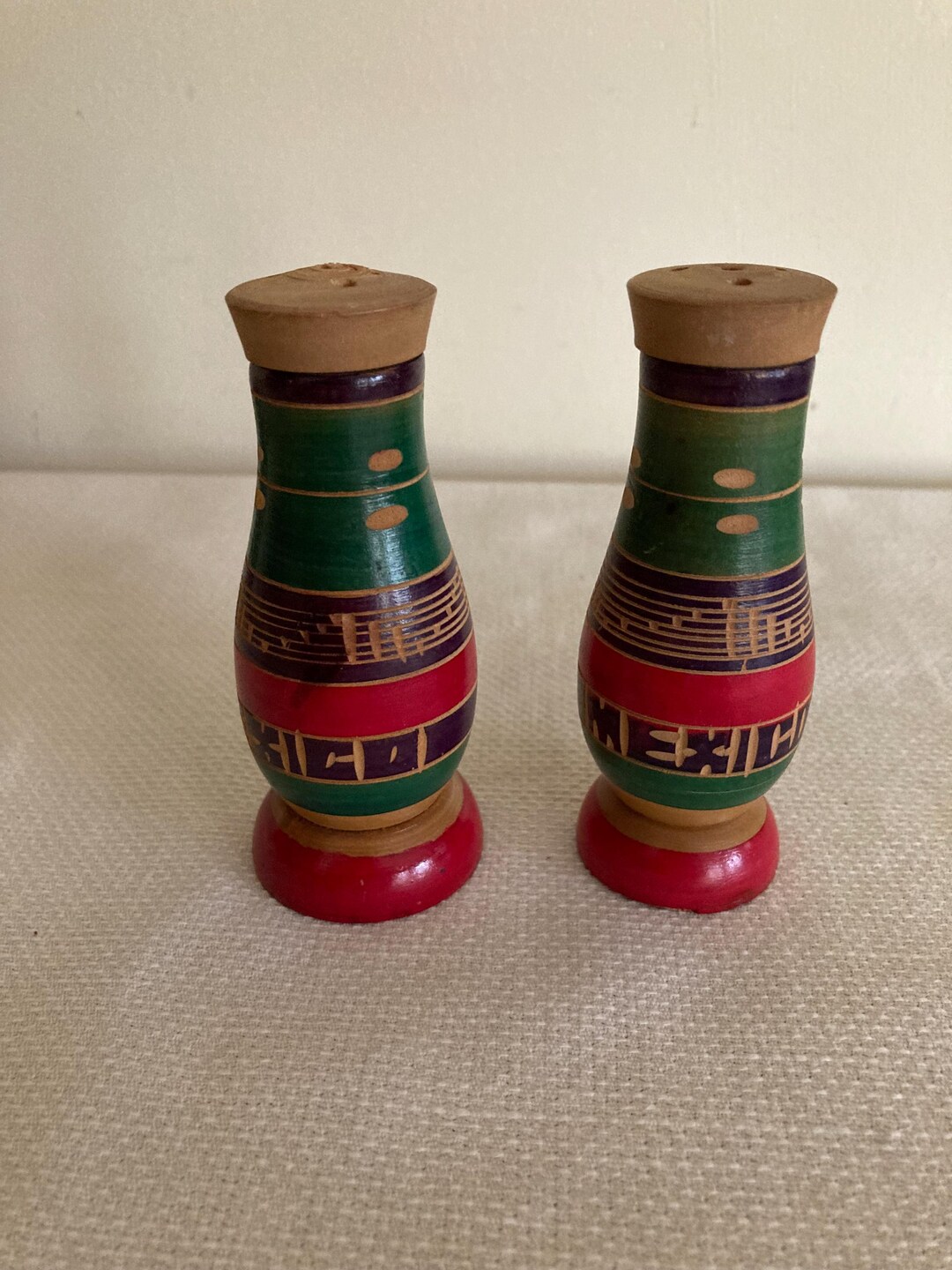 Carved Wood Souvenir Salt and Pepper Shakers From Mexico - Etsy