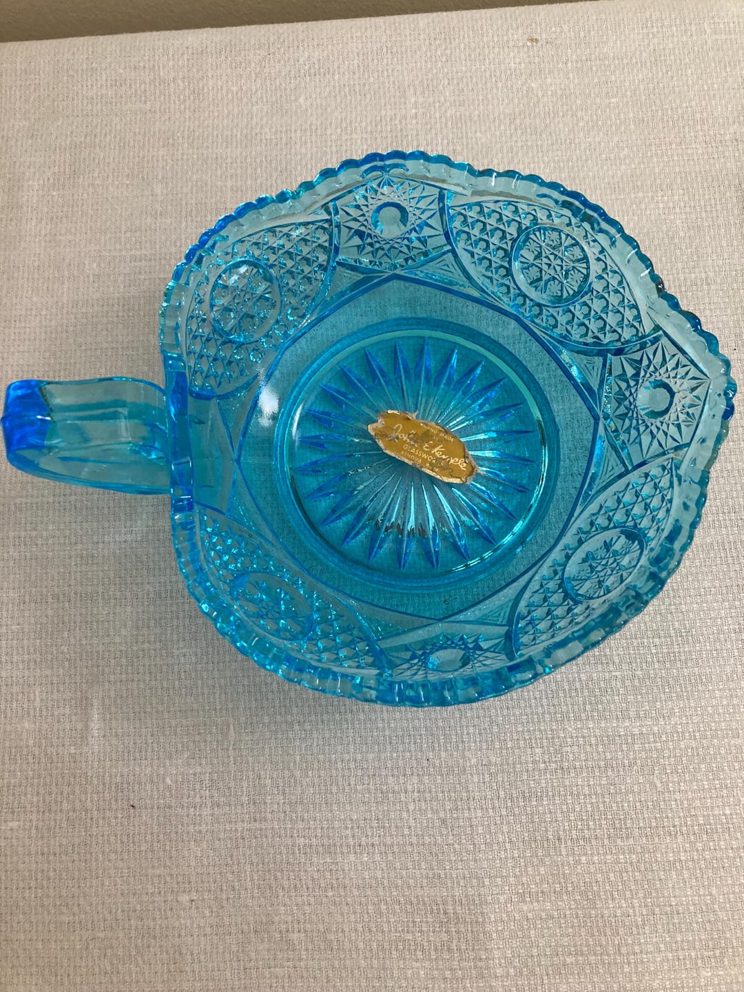 Kemple Glass, Pressed Glass, Blue Leaf Shaped Dish - Etsy