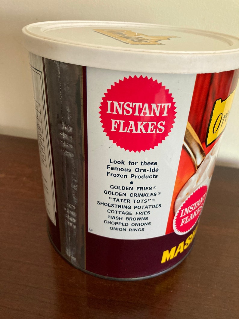 Vintage Ore-ida Instant Mashed Potato Flake Tin. 32 Oz. With Plastic ...