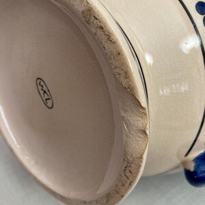 Large Vintage 1970s WCL Pottery Pitcher/vase Cream and Blue Floral and ...