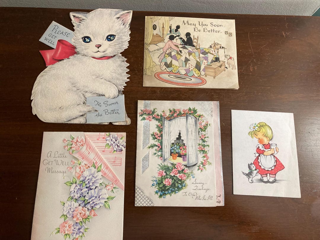 5 Vintage Get Well Cards From 1930s - 1940s - Etsy