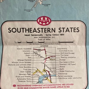 AAA Road Maps 1960s Southeastern States, Washington DC - Etsy