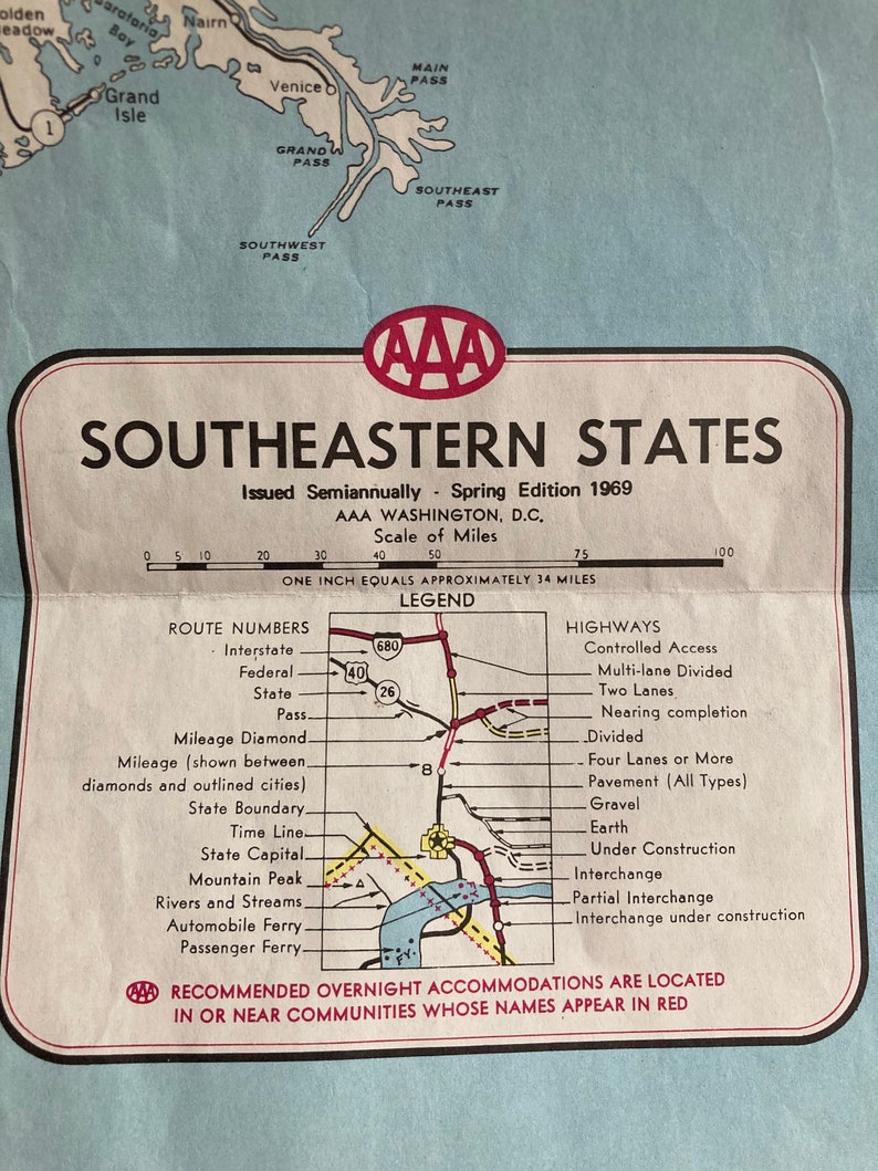 AAA Road Maps 1960s Southeastern States, Washington DC - Etsy
