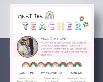 Teacher Introduction Template - Etsy