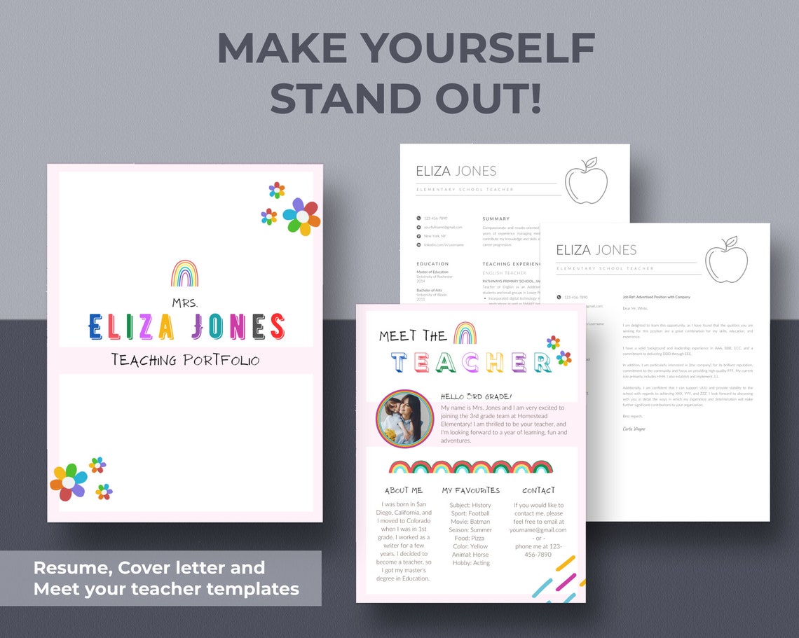 Teaching Portfolio Template Canva With Resume and Cover Letter - Etsy