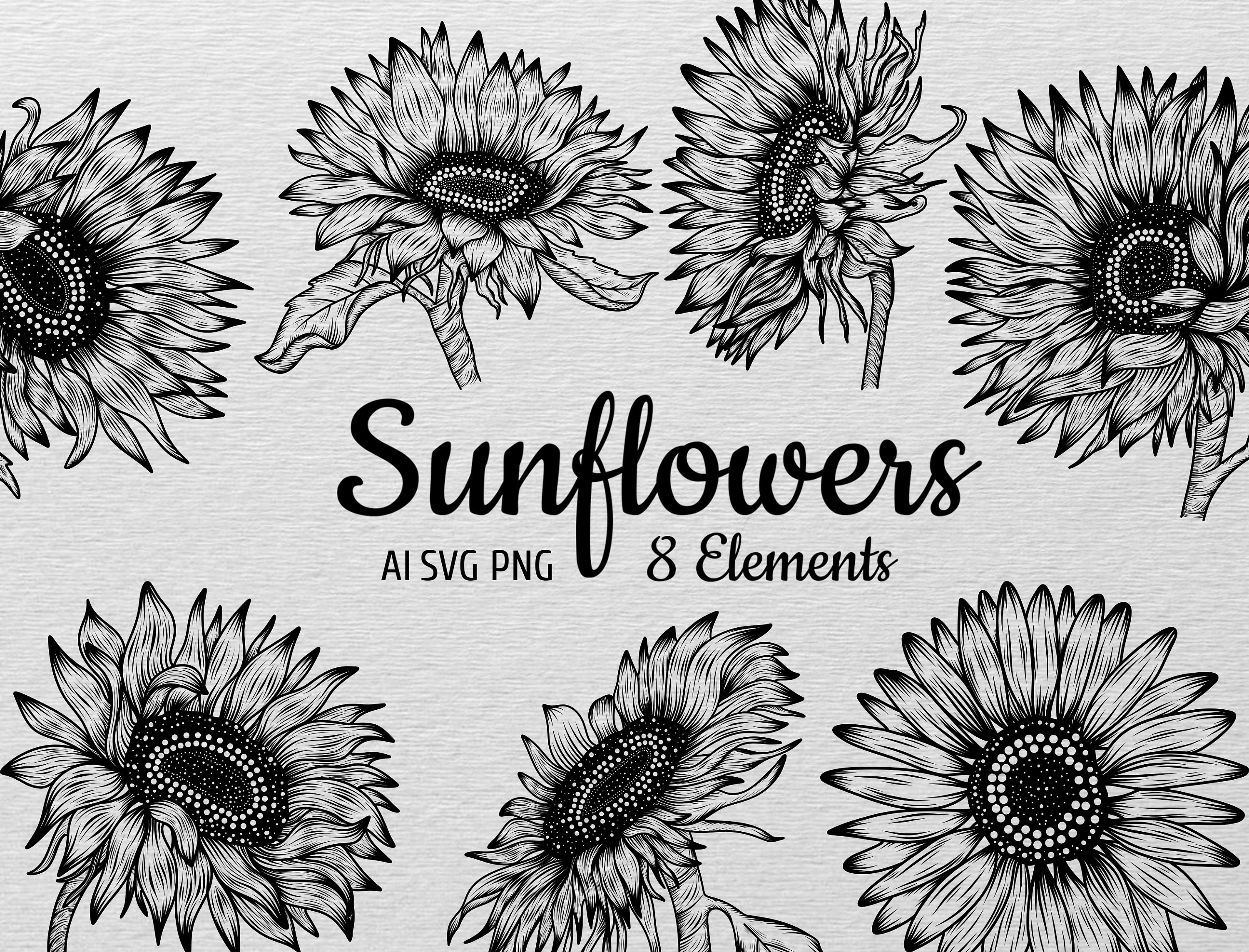 Sunflowers SVG, Sunflowers Clipart SVG, Sunflowers Line Art SVG ...