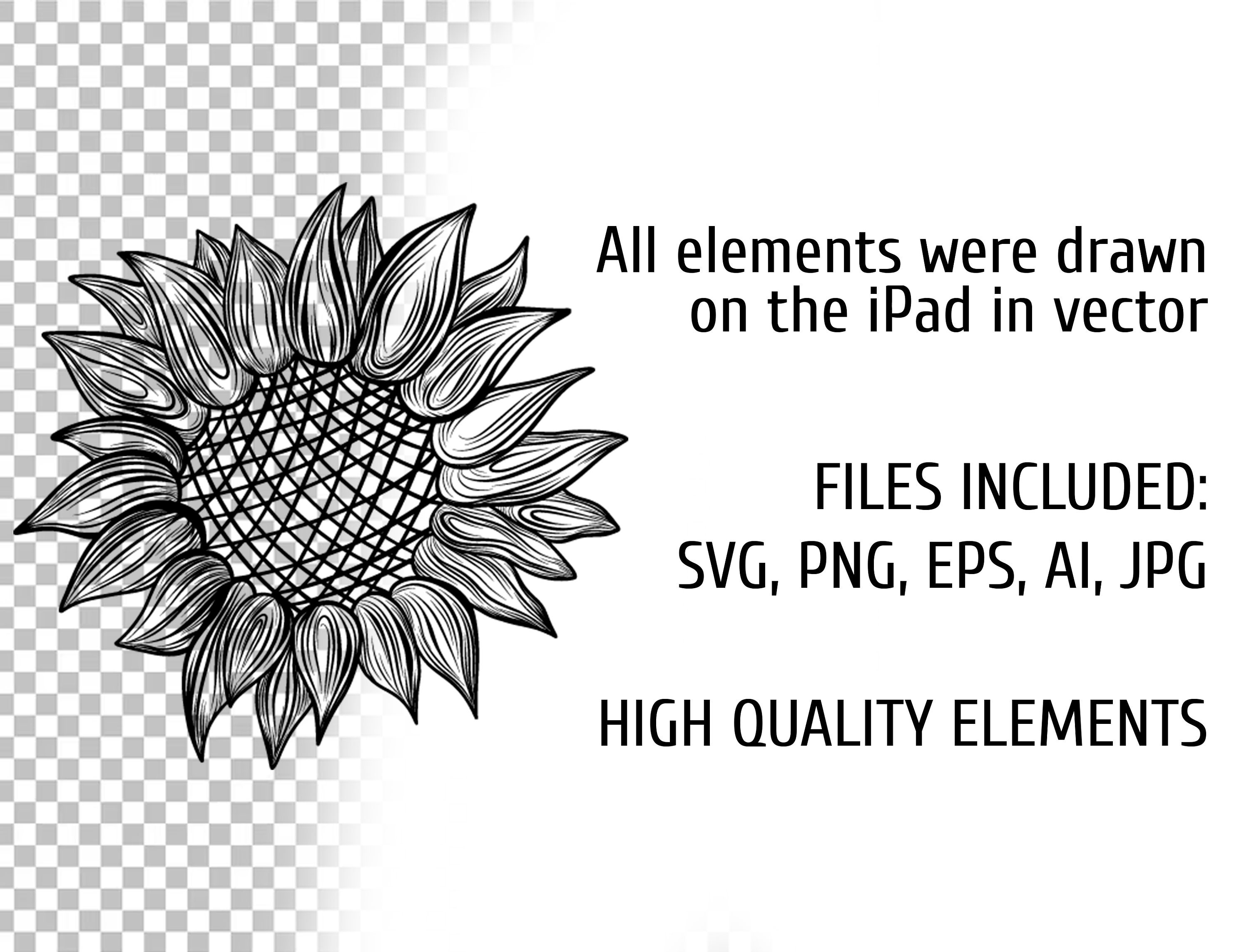 Sunflowers Line Art SVG, Floral Svg, Sunflowers Clipart, Sunflower PNG ...