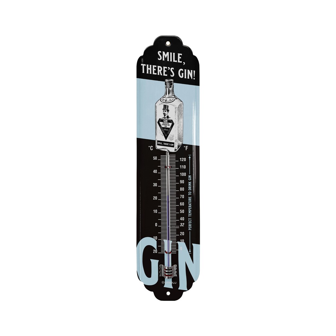 Tin Sign Thermometer GIN, Smile, There is Gin Retro Bar Decoration Bar ...
