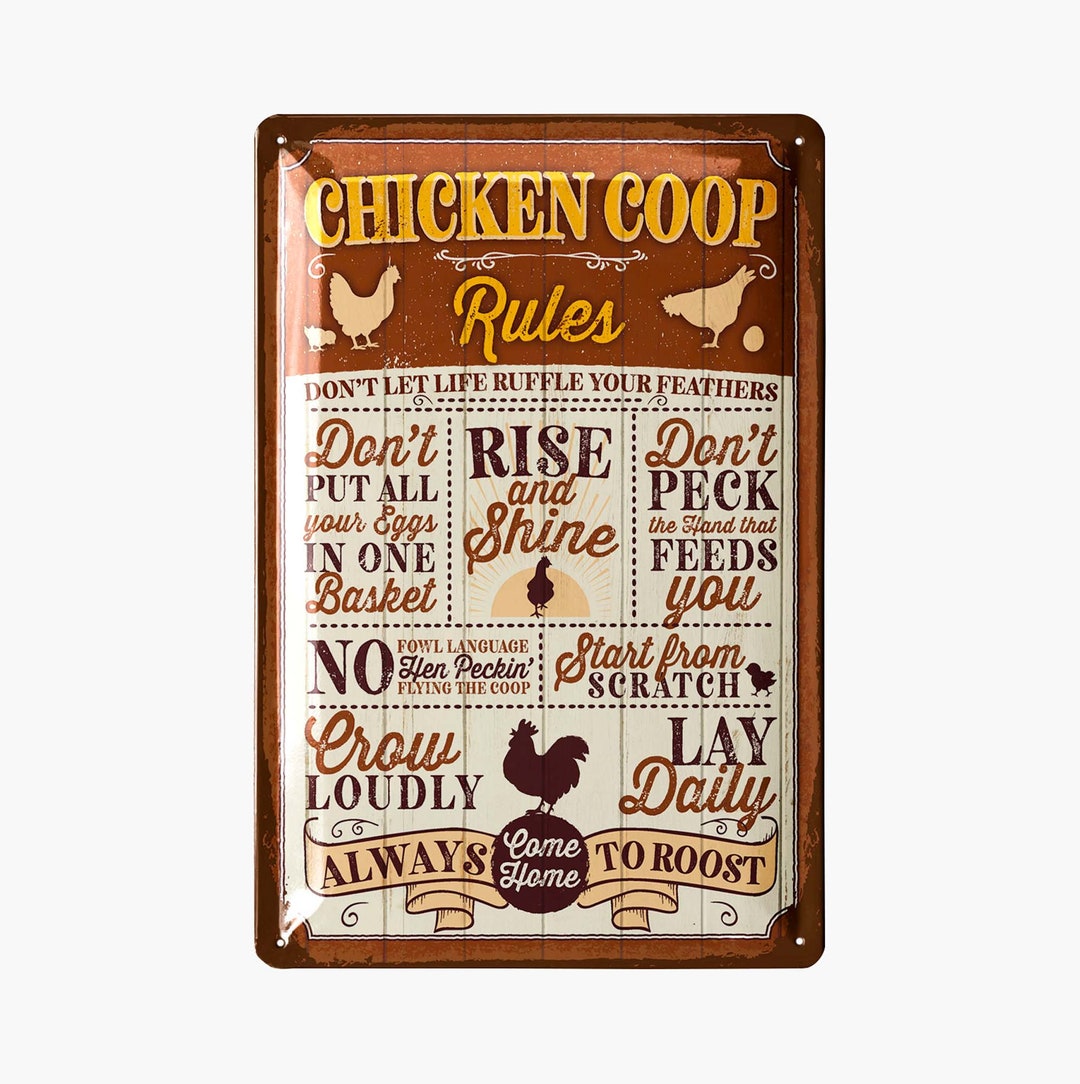 LANOLU Retro Tin Sign Chicken Coop Rules, Chicken Sign, Gift for ...