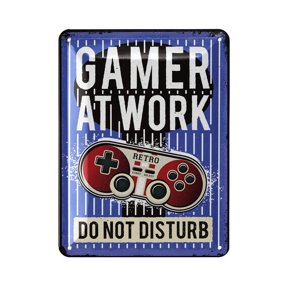 LANOLU Retro Tin Sign Gaming Sign Gamer at Work Door Sign | Etsy