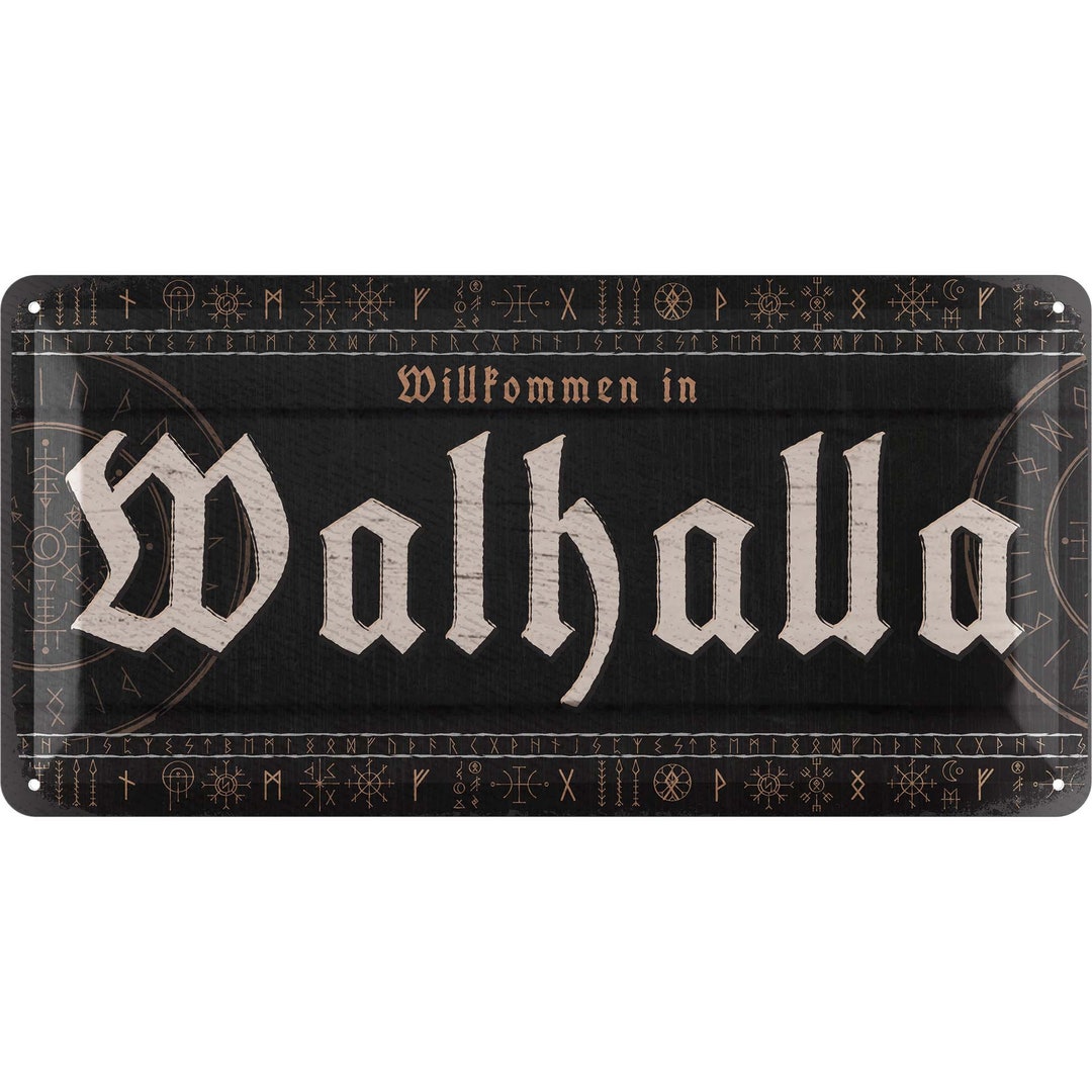 LANOLU Retro Metal Sign WALHALLA - Viking Decoration Sign as Wall ...
