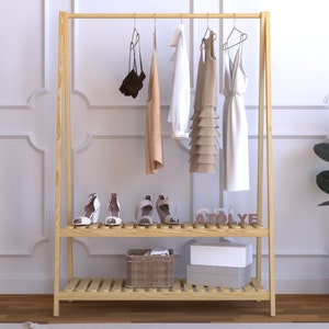 Extra Large 2 Tier Hanging Clothes Rack 148x106x38 Cm Wood - Etsy