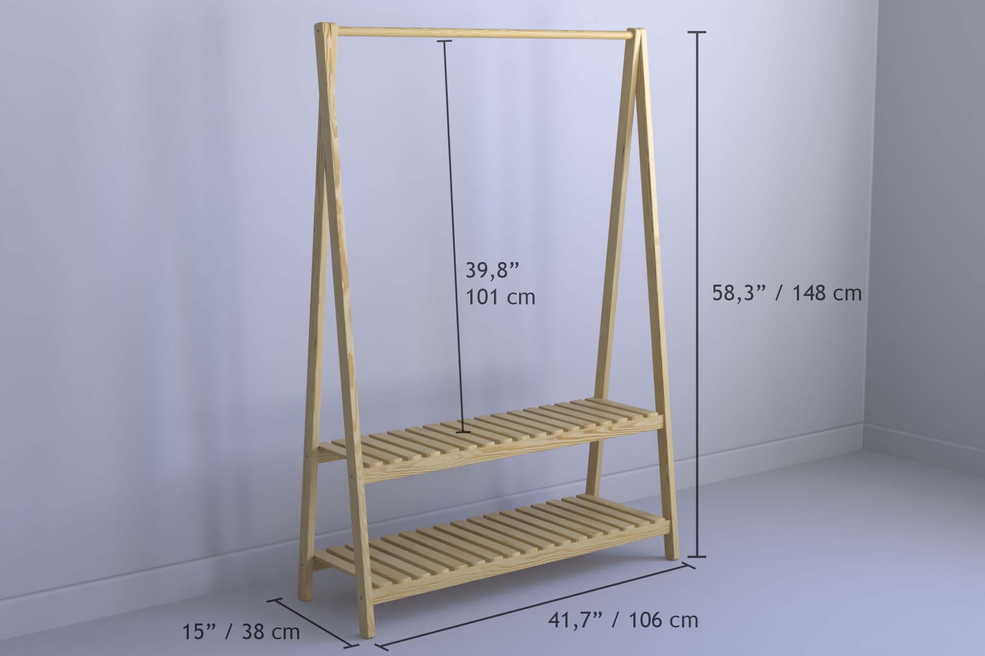 Extra Large 2 Tier Hanging Clothes Rack 148x100x38 Cm Wood - Etsy