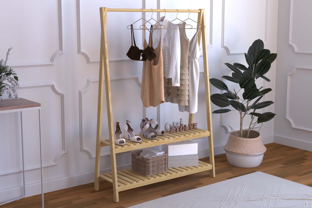 Extra Large 2 Tier Hanging Clothes Rack 148x100x38 Cm Wood - Etsy