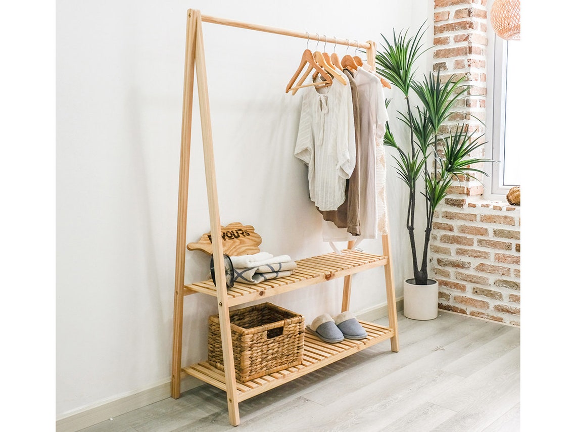 Extra Large 2 Tier Hanging Clothes Rack 148x106x38 Cm Wood | Etsy