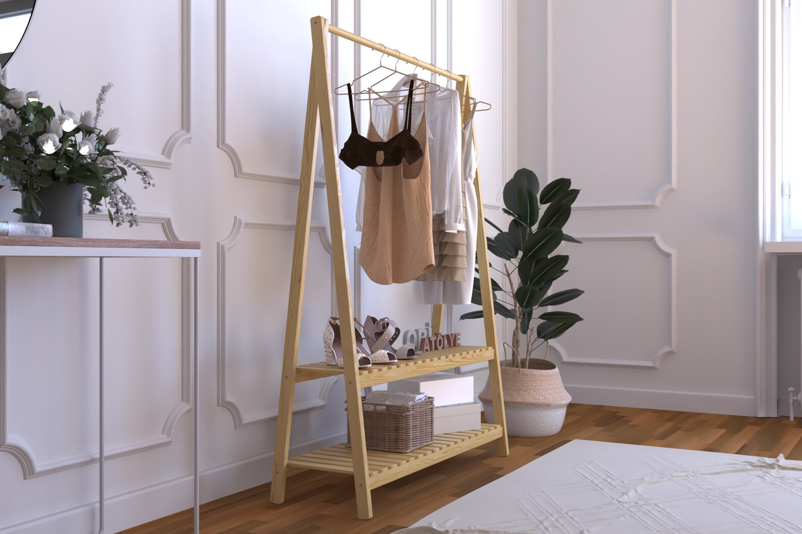 Extra Large 2 Tier Hanging Clothes Rack 148x100x38 Cm Wood - Etsy