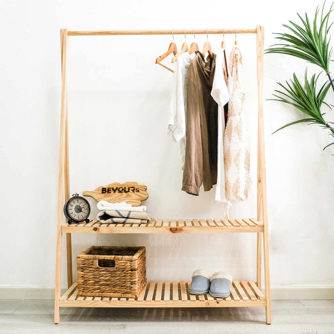 Extra Large 2 Tier Hanging Clothes Rack 148x106x38 Cm Wood | Etsy