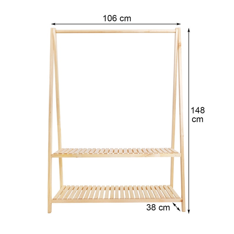 Extra Large 2 Tier Hanging Clothes Rack 148x106x38 Cm Wood | Etsy